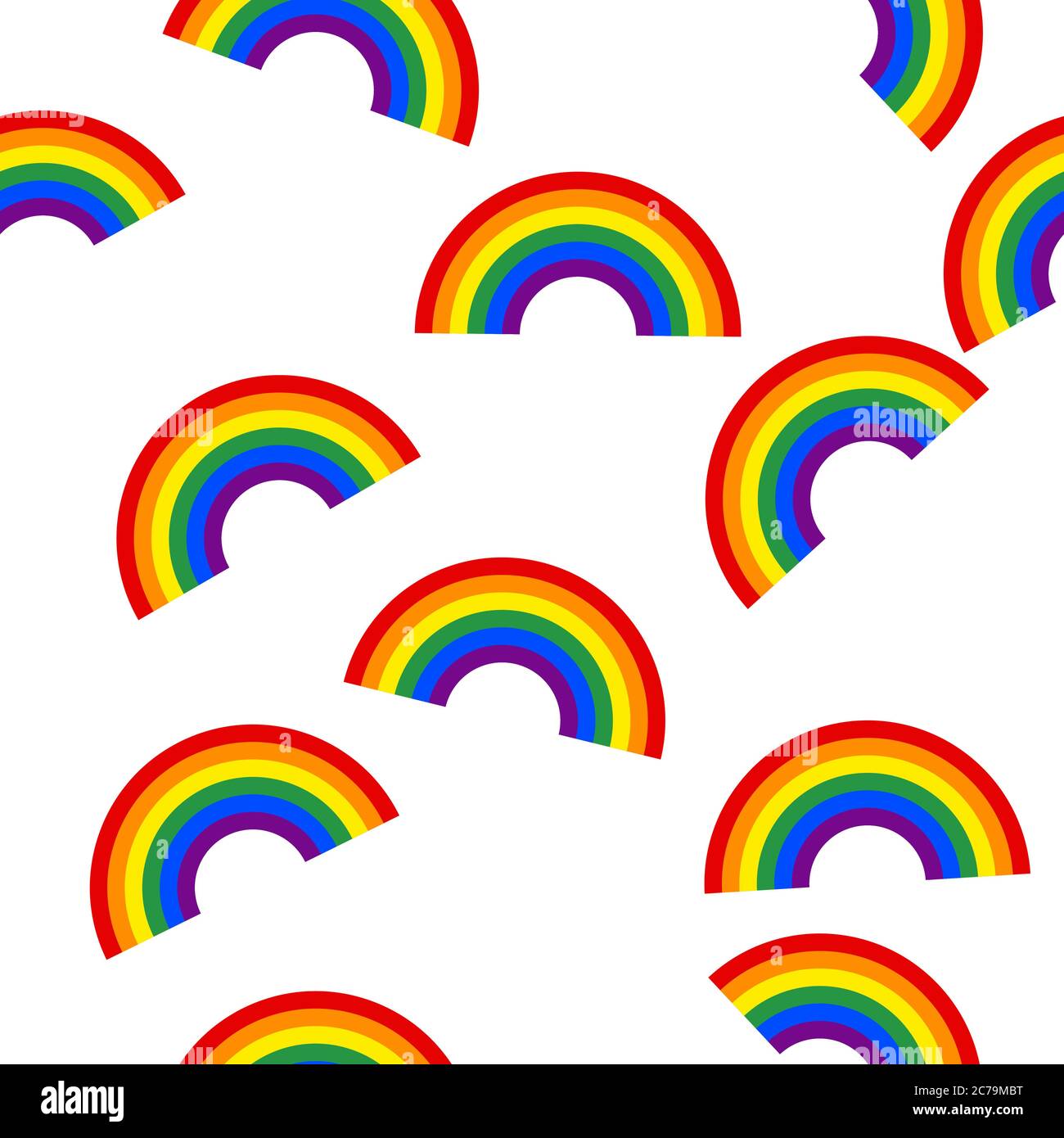 Rainbow decorative seamless pattern isolated on white background ...