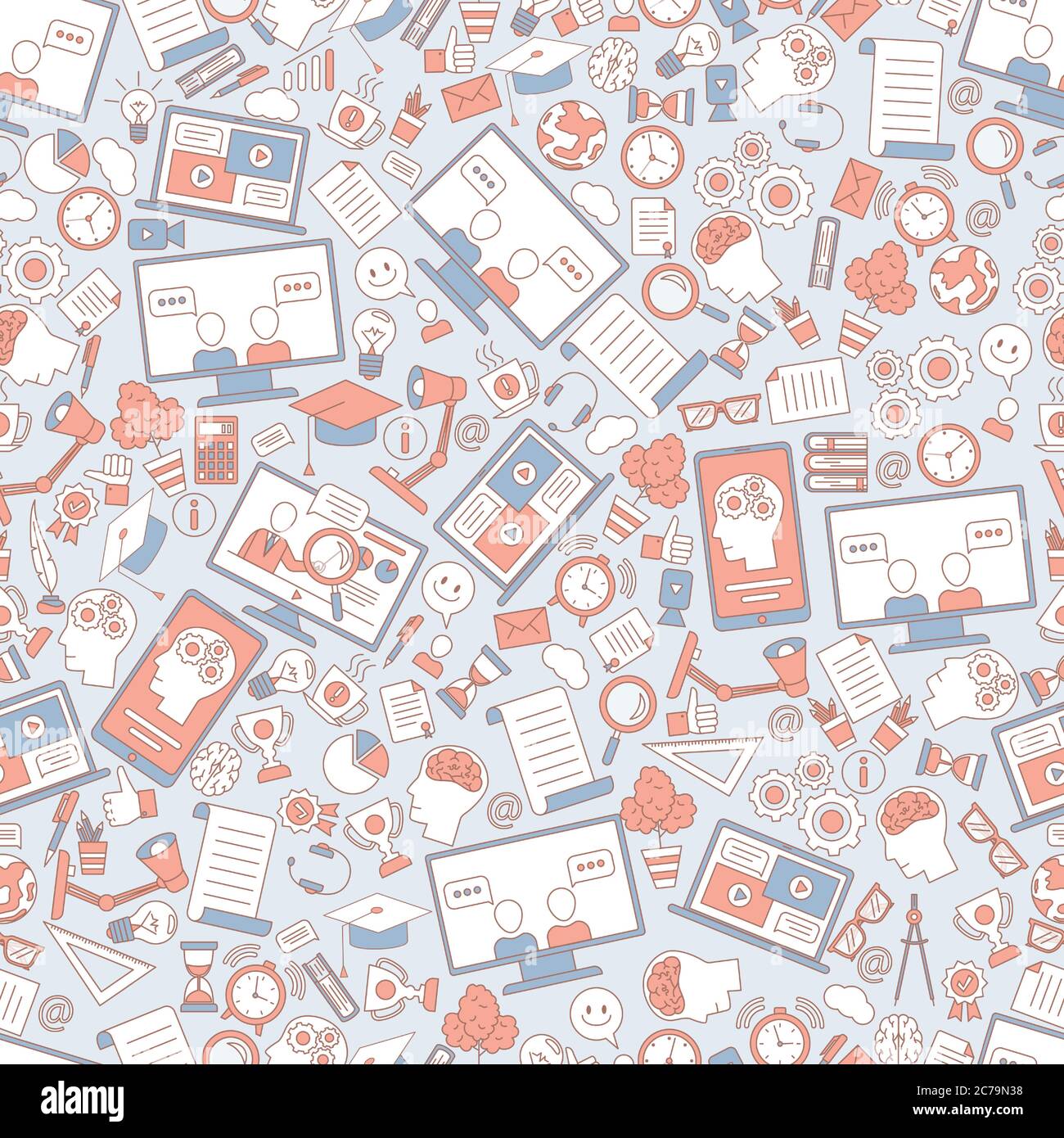 Education seamless pattern. Learning and studying items cartoon outline ...