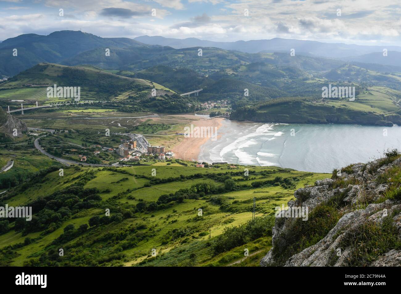 Panoramic view of La Arena beach and the refinery Stock Photo - Alamy