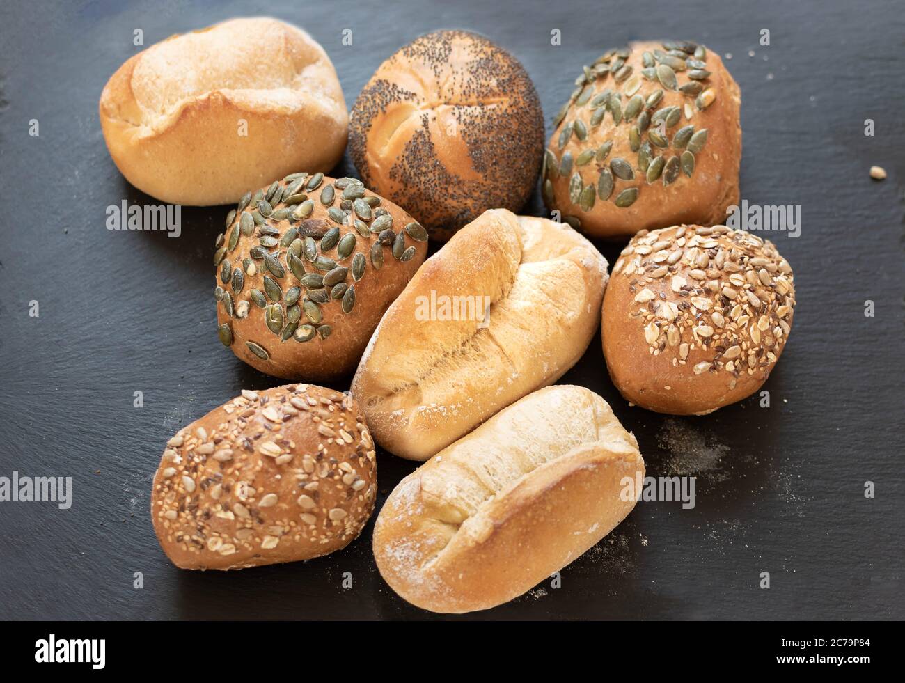 several varieties of wholegrain bread rolls Stock Photo - Alamy
