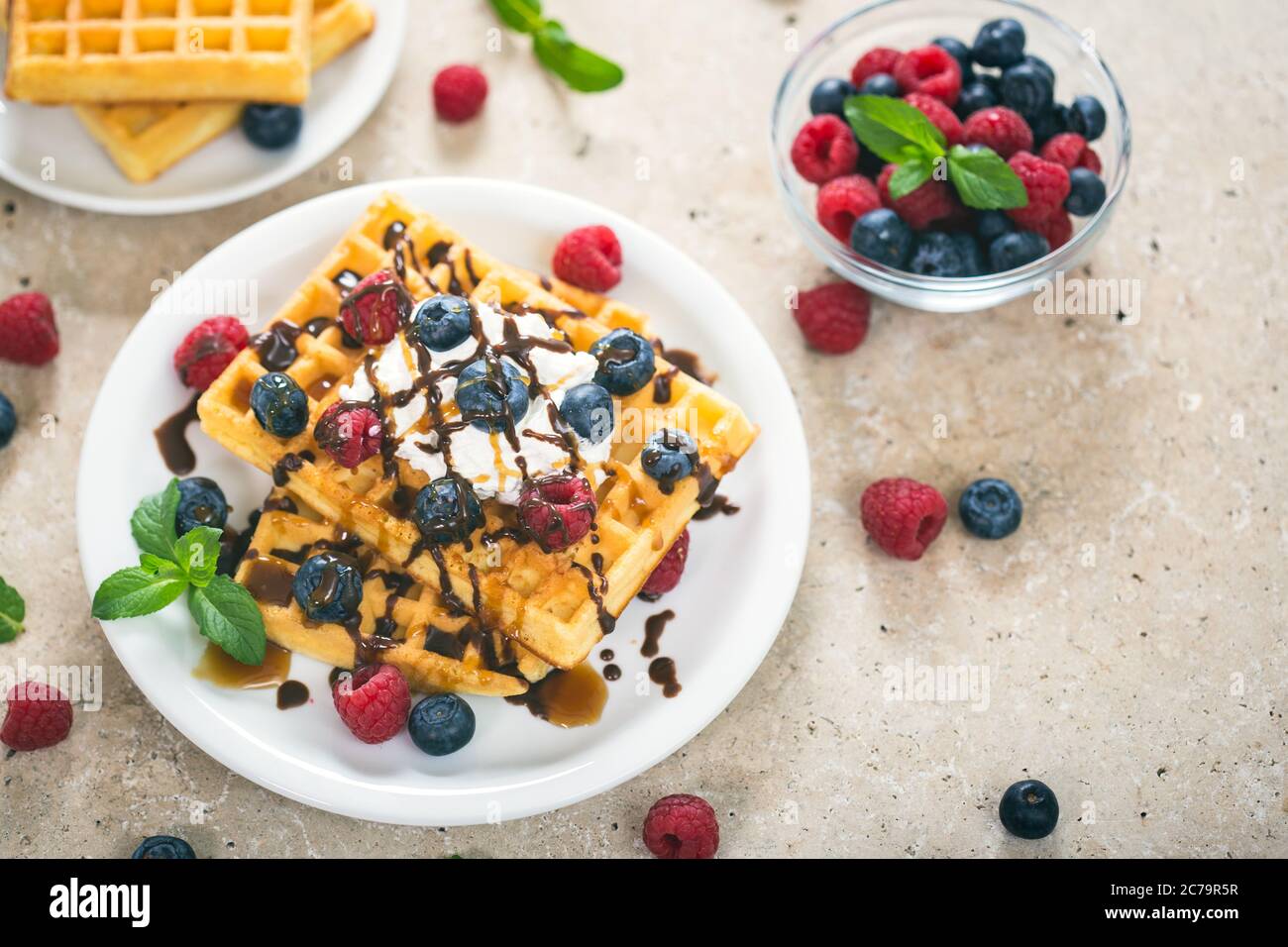 Fresh homemade waffles Stock Photo - Alamy