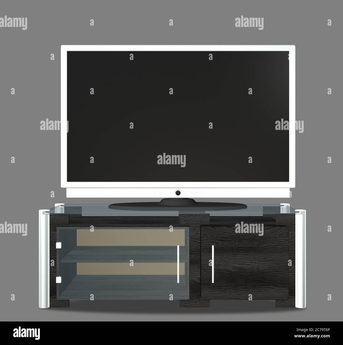 Digital rendered modern tv set with furniture 3d illustration Stock ...