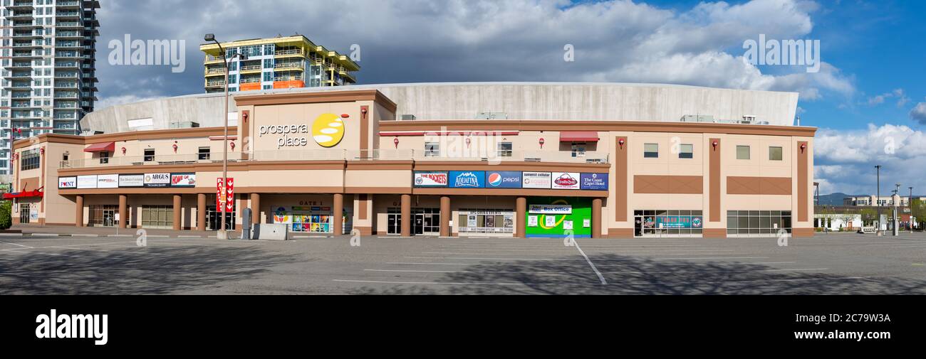 Kelowna, BC / Canada - May 18, 2020: Prospera Place located on Water Street, downtown Kelowna ...