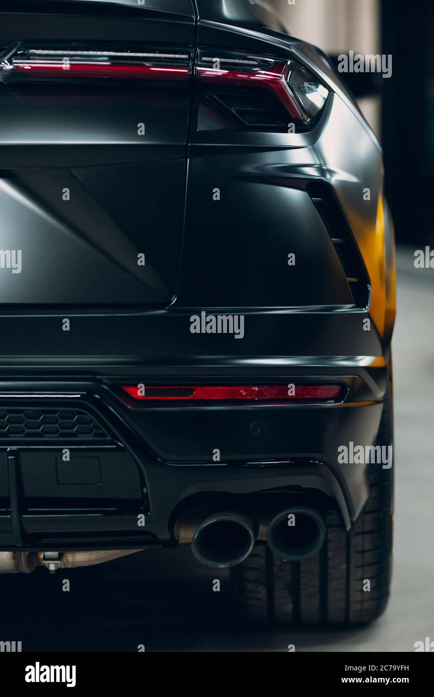 Lamborghini Urus black color sports car close up Stock Photo - Alamy