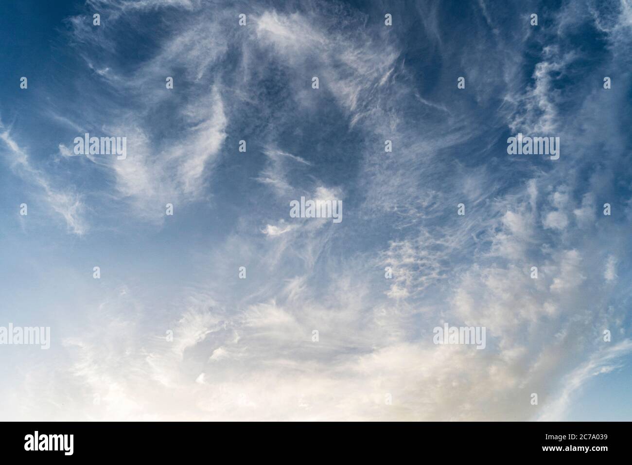 Blue sky with clouds - natural background for environmental and weather ...