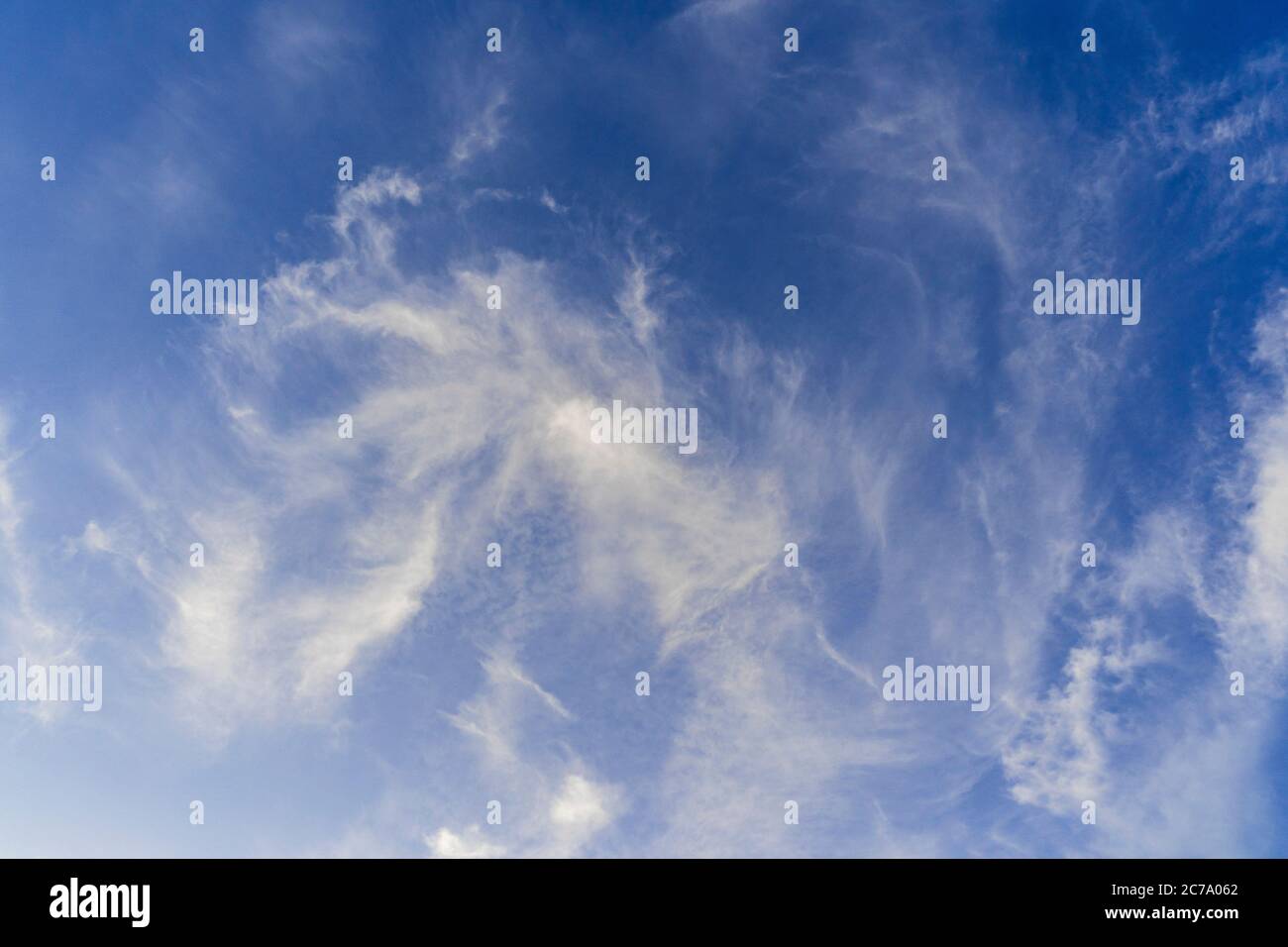 Evening sky, deep blue sky and rare white clouds white clouds Stock ...