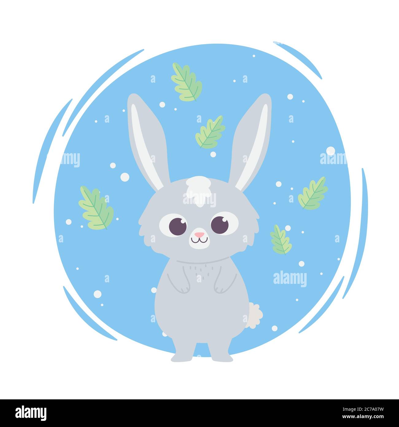 cute cartoon animal adorable wild character little rabbit vector ...