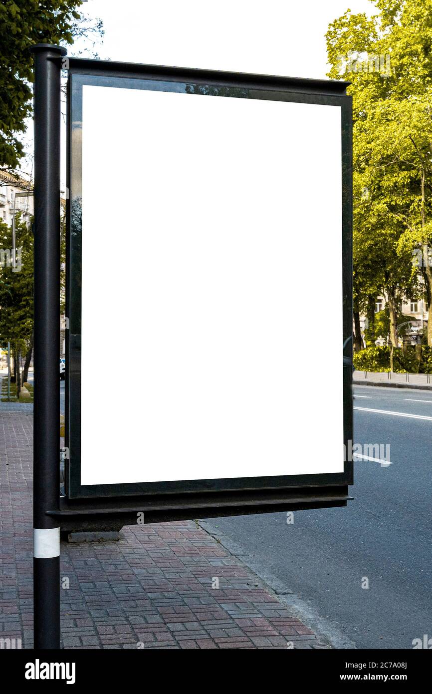 Lightposter citylight mockup. A small billboard in the city near the ...