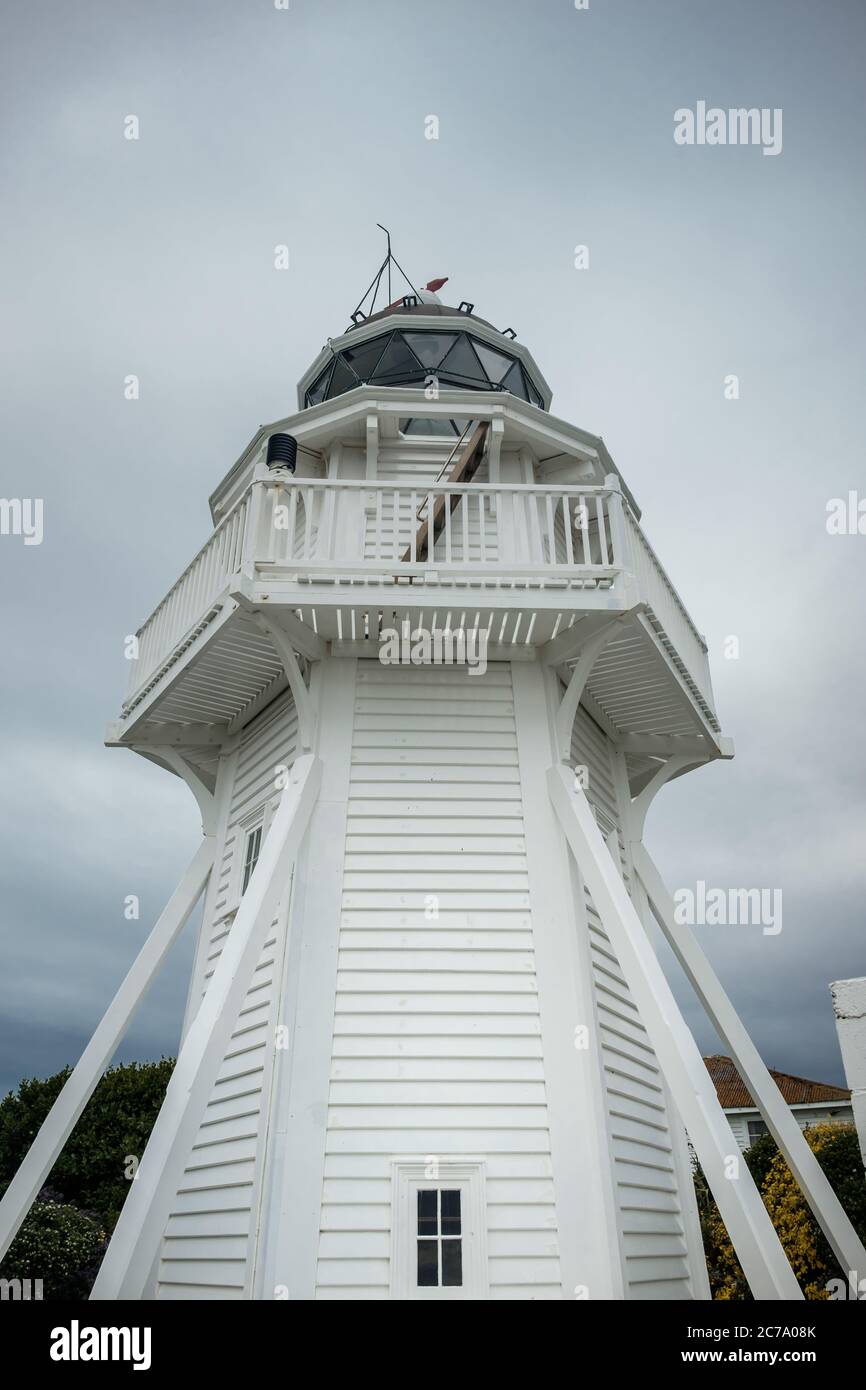 Katiki Point Lighthouse on New Zealand’s South Island. Also known as ...