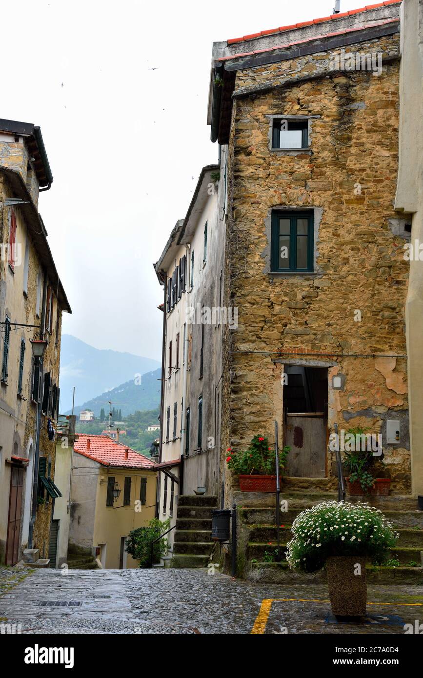 historic houses in the village of Perinaldo Italy Stock Photo - Alamy