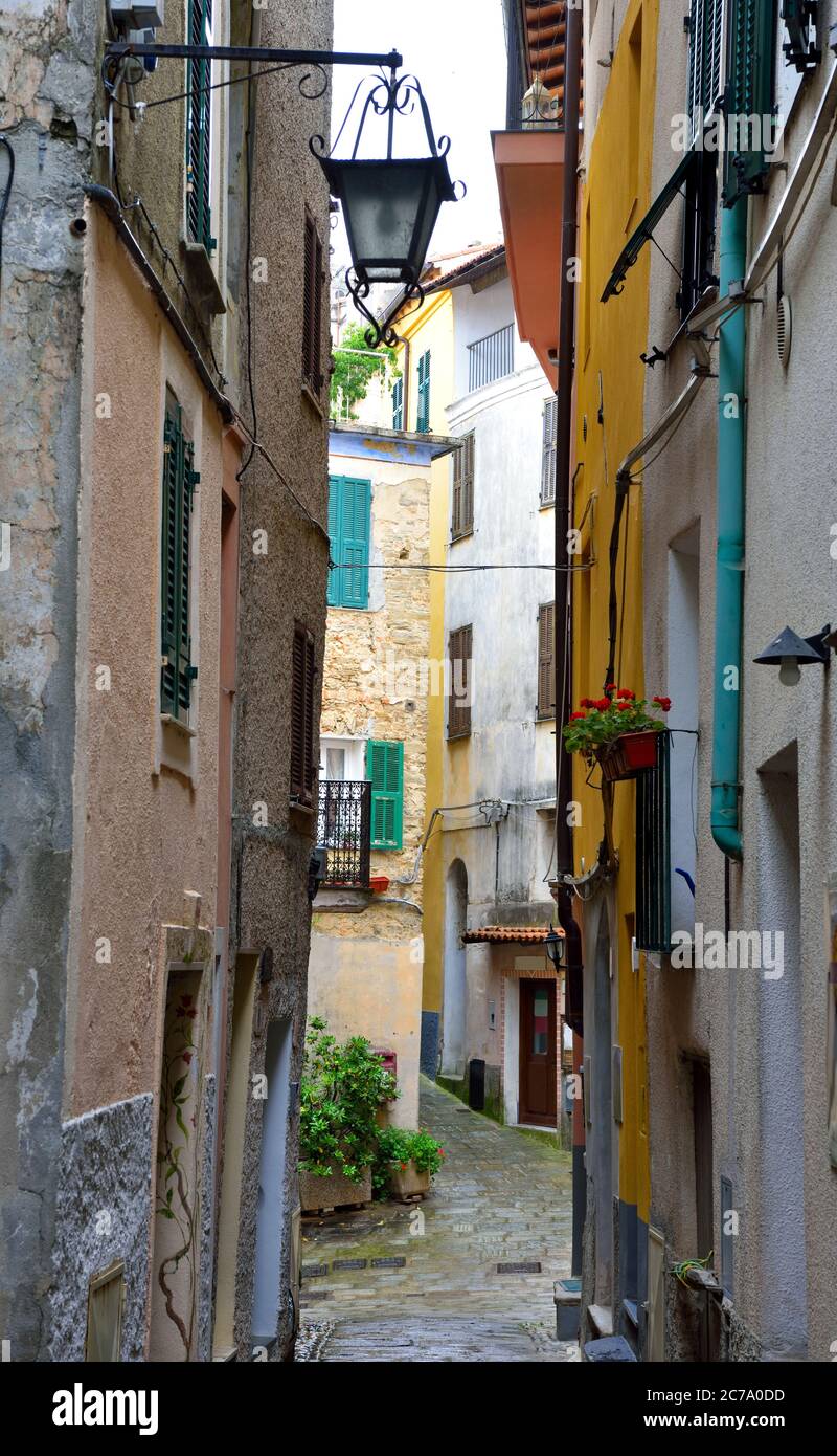 historic houses in the village of Perinaldo Italy Stock Photo - Alamy