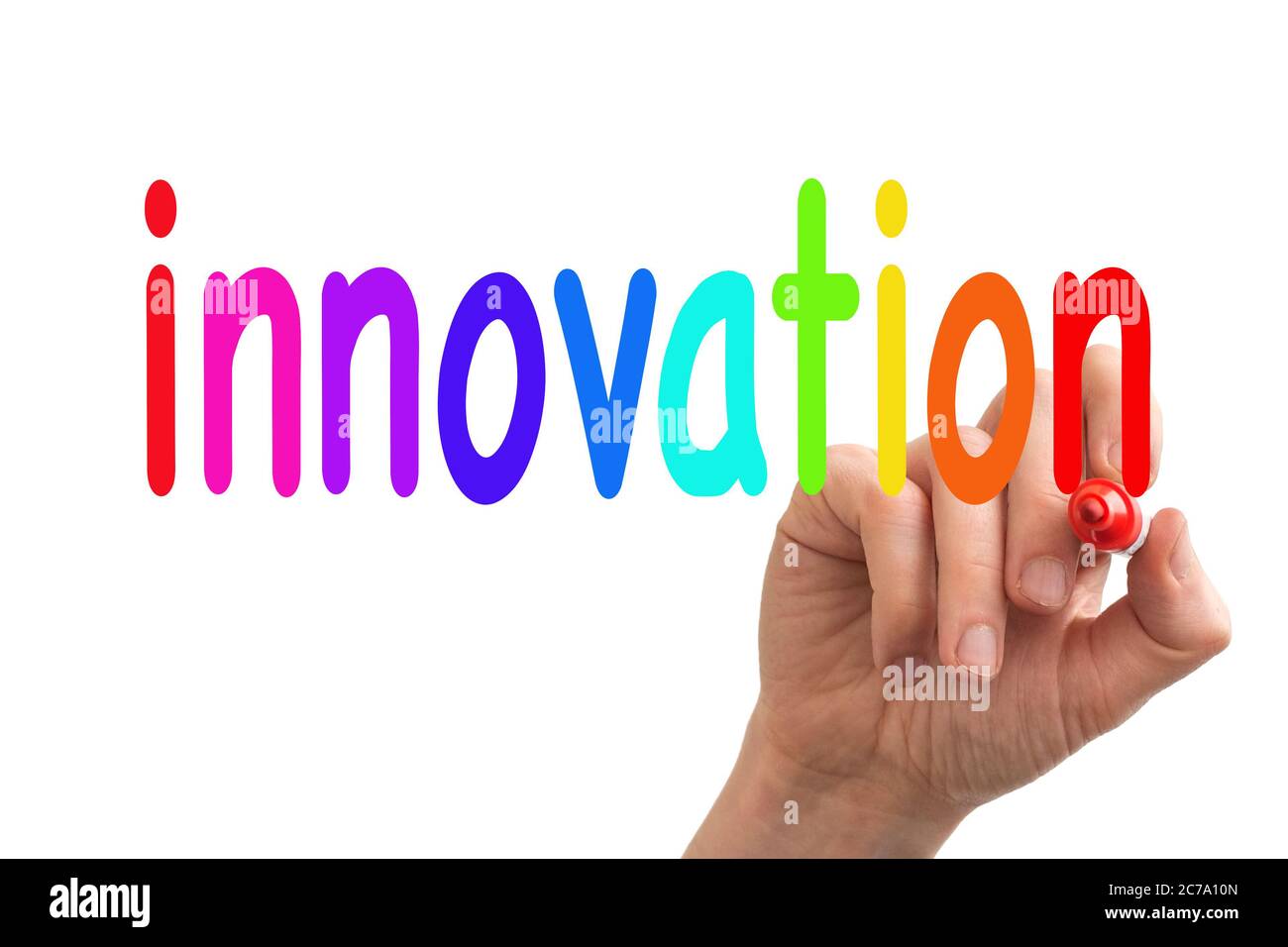 the word innovation written on whiteboard in colorful letters Stock ...
