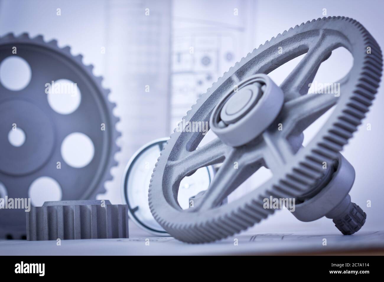 Blueprints with measuring instruments Stock Photo - Alamy