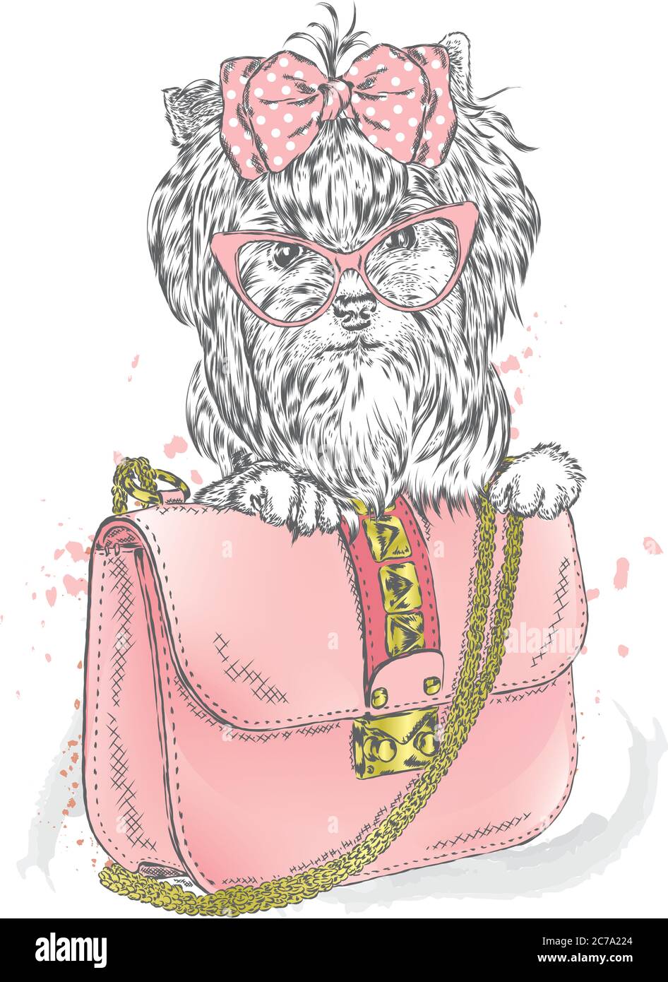 Dog with a bow. Cute puppy. Vector illustration. Fashion Stock Vector ...