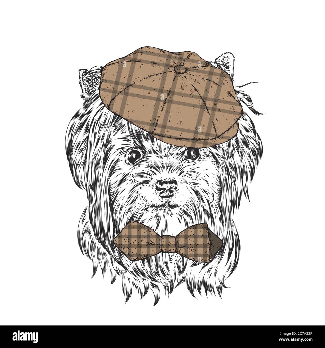Cute puppy wearing a hat and sunglasses. Vector illustration. Beautiful ...