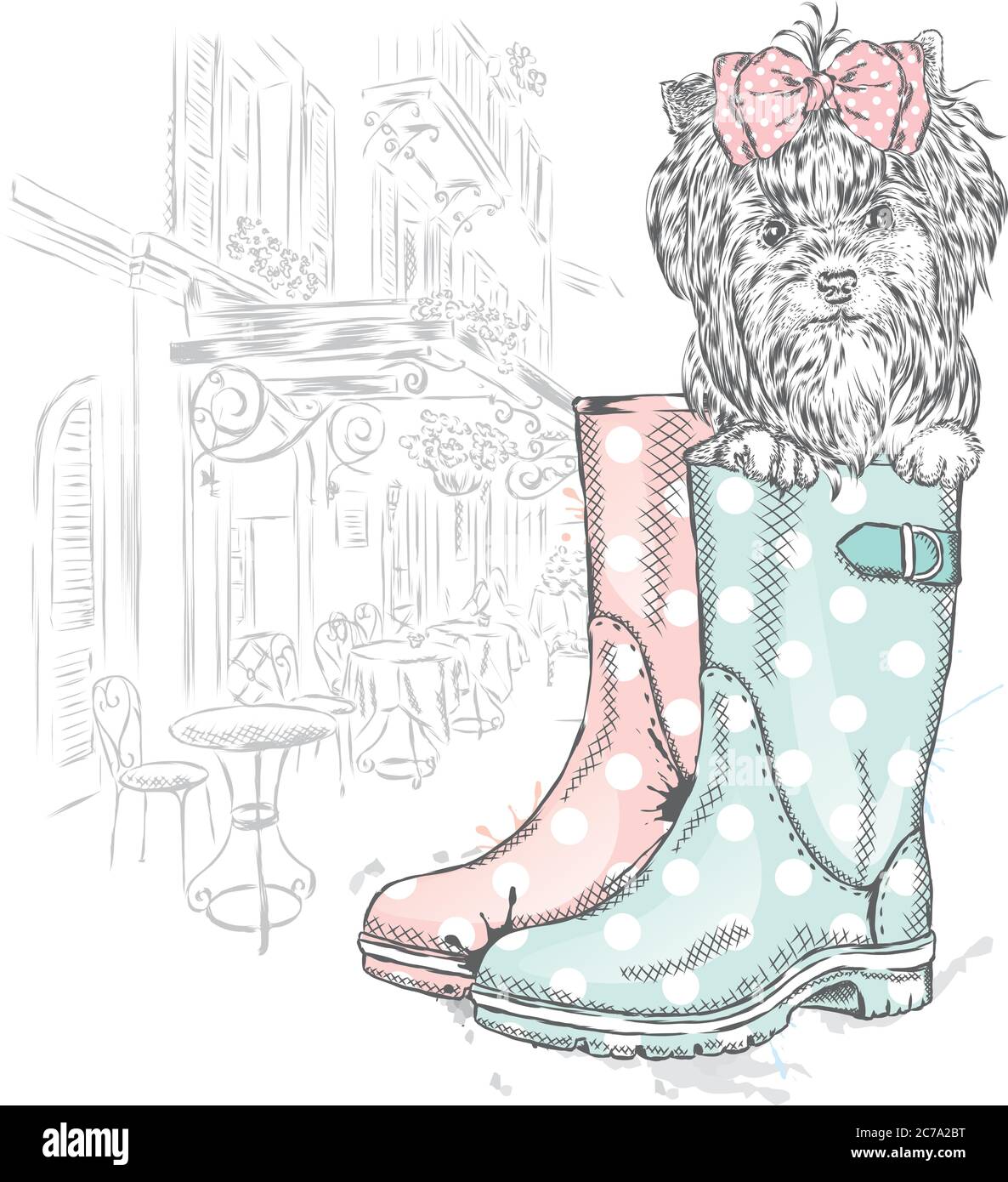 Dog with a bow. Cute puppy. Vector illustration. Fashion Stock Vector ...