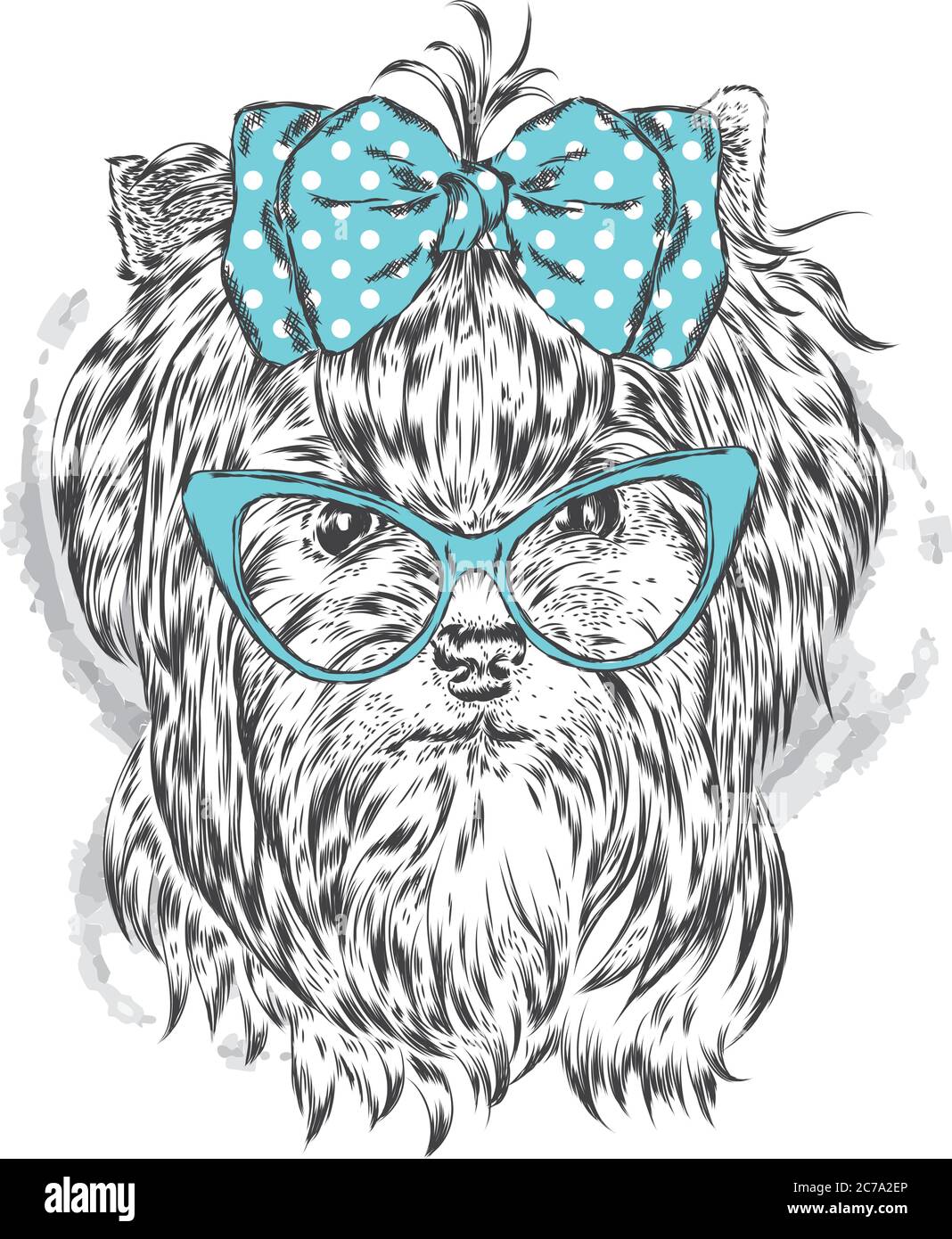 Dog with a bow. Cute puppy. Vector illustration. Fashion Stock Vector ...