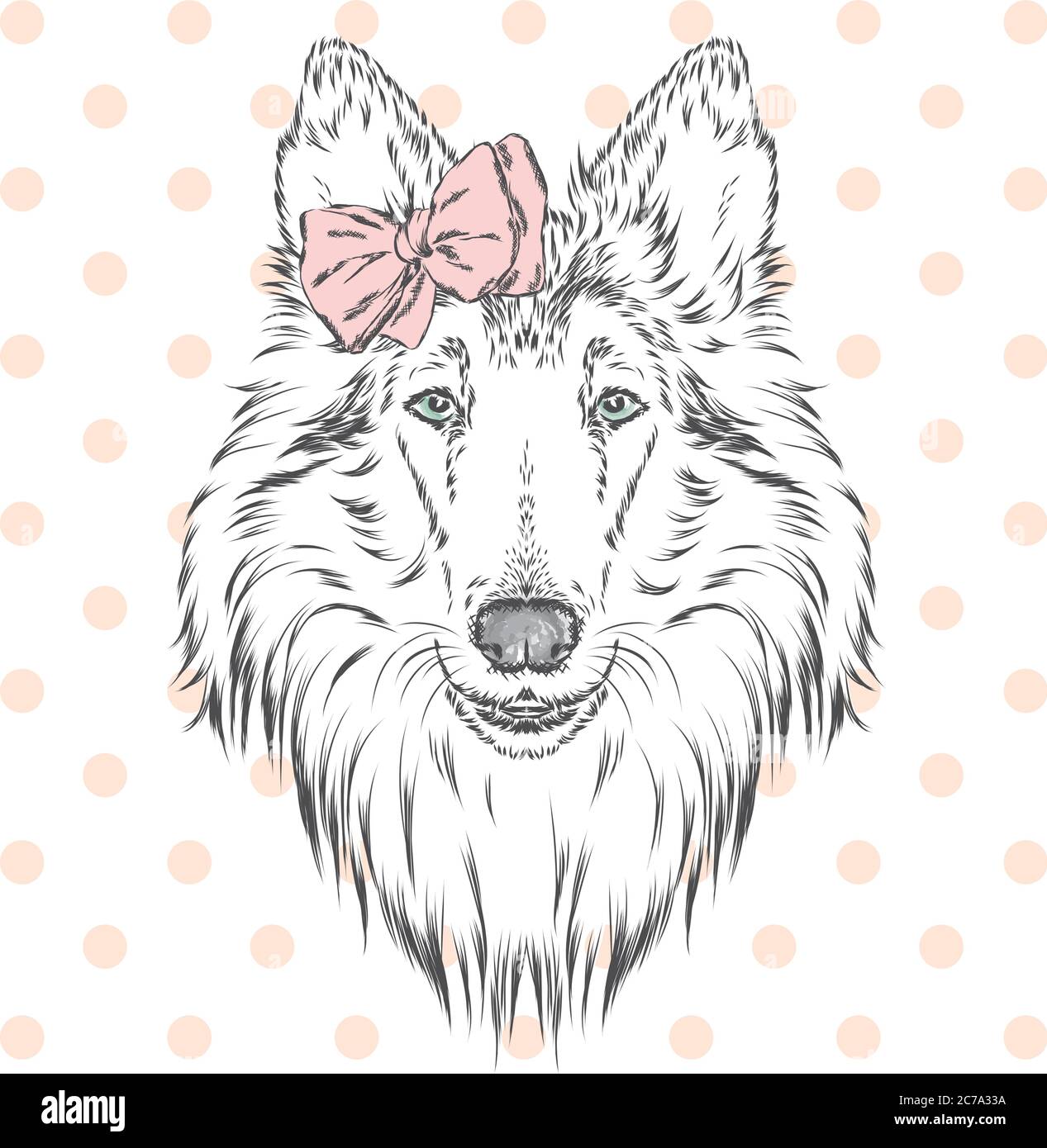 Dog with a bow. Cute puppy. Vector illustration. Fashion Stock Vector ...