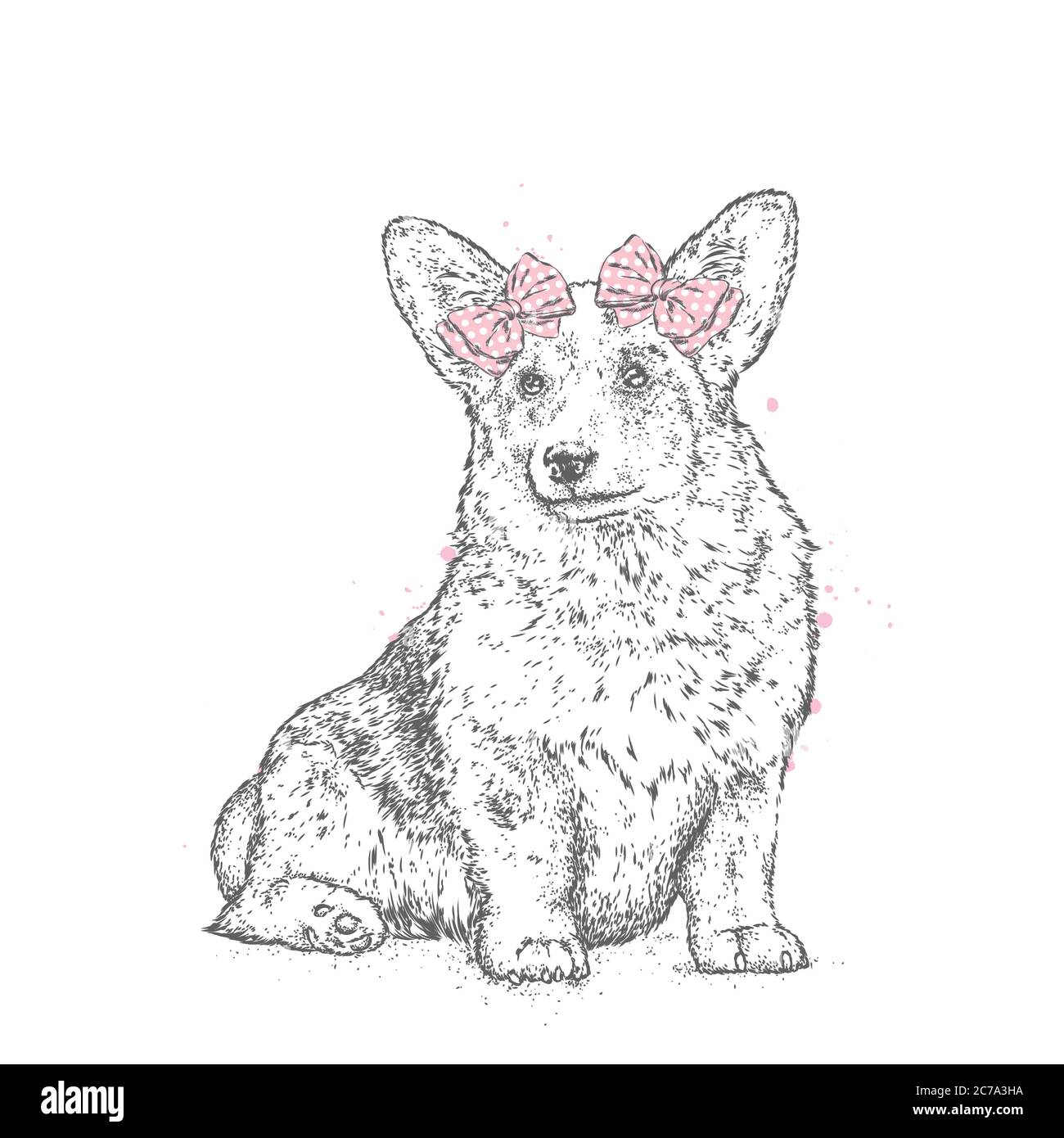 Dog with a bow. Cute puppy. Vector illustration. Fashion Stock Vector ...