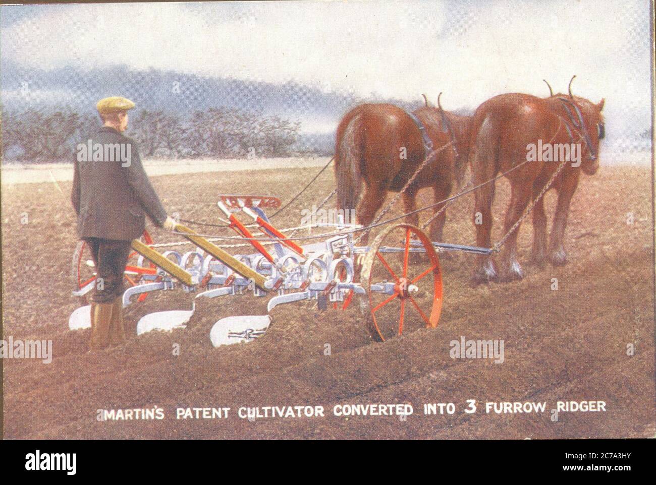 Advertising postcard for Martin's Patent Cultivator converted into 3 ...