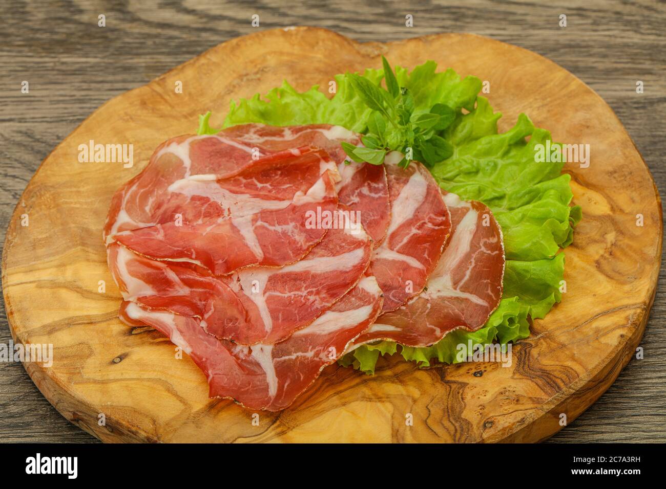 Delicous Smoked pork neck slices snack Stock Photo - Alamy