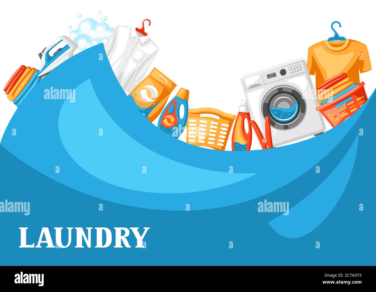 Laundry service background with professional items Stock Vector Image ...