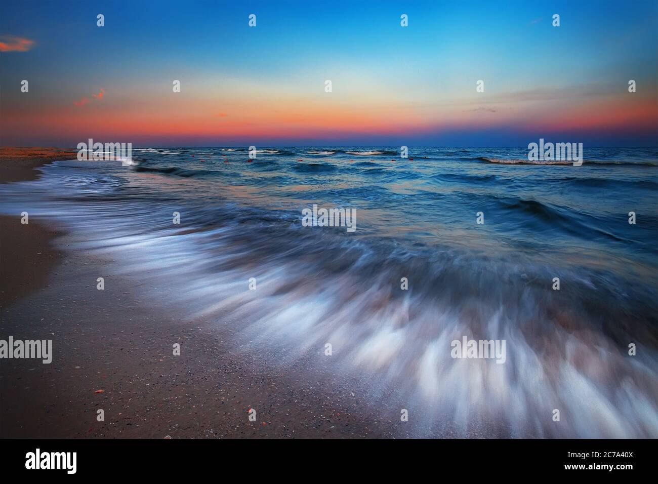 Magnificent long exposure sea sunset. Long exposure dramatic tropical ...