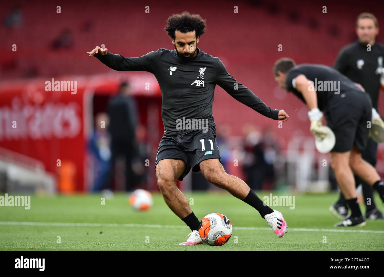 Liverpool's Mohamed Salah during the warm up before the Premier League ...