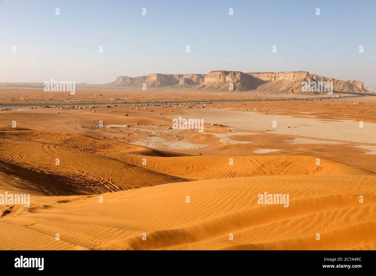 Red sand dunes called Red Sands south of Riyadh. You can see the lanes ...