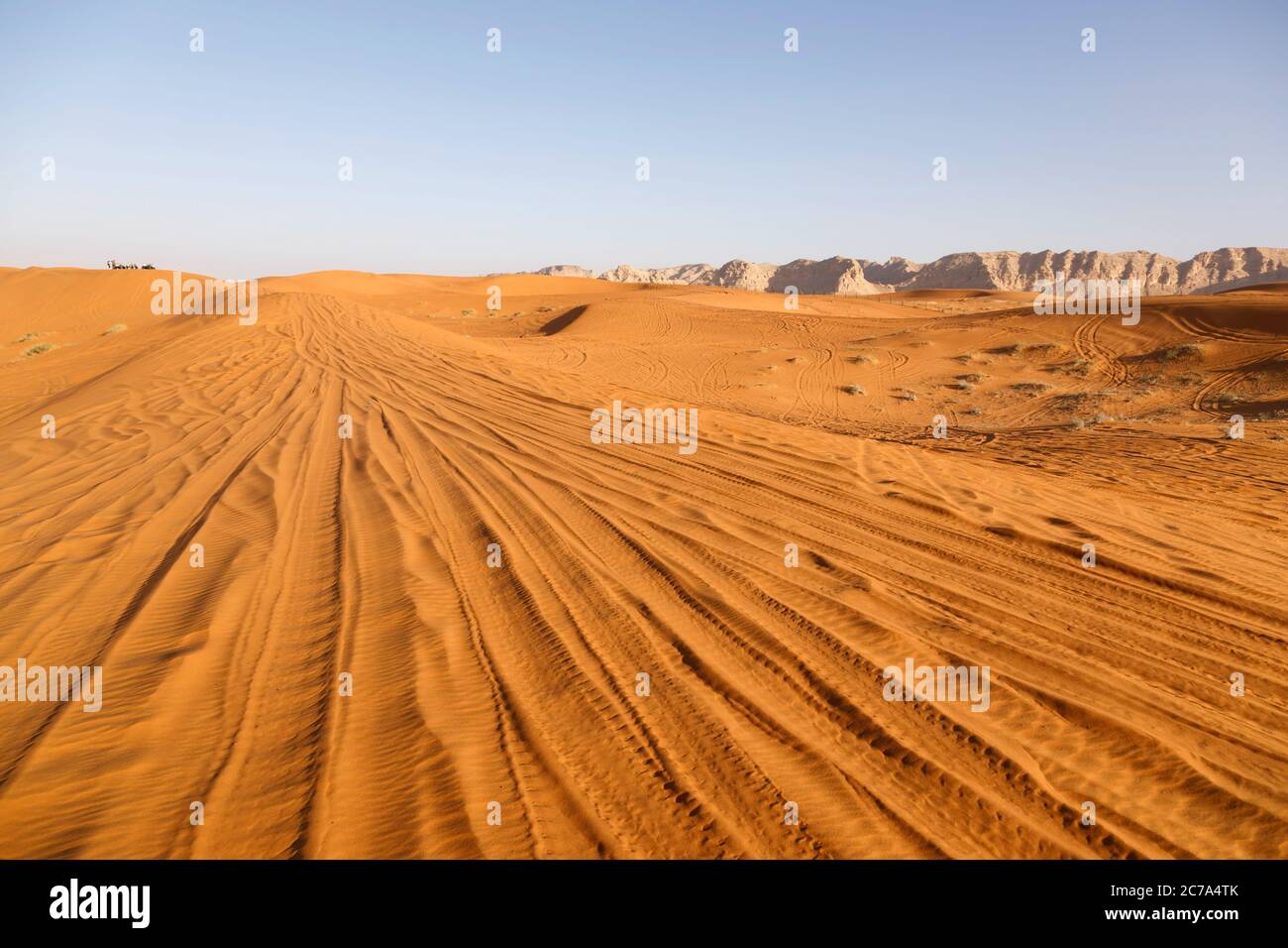 Red sand dunes called Red Sands south of Riyadh. You can see the lanes ...