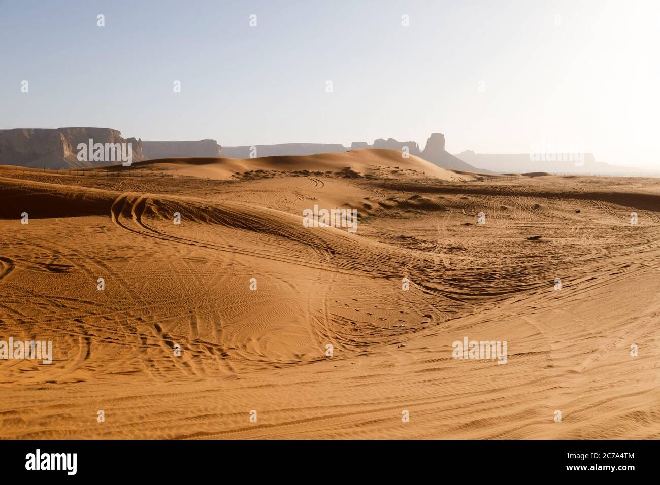Red sand dunes called Red Sands south of Riyadh. You can see the lanes ...