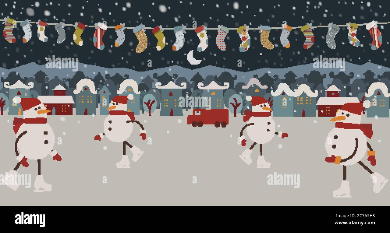 Vector cartoon winter holiday city Stock Vector Image & Art - Alamy