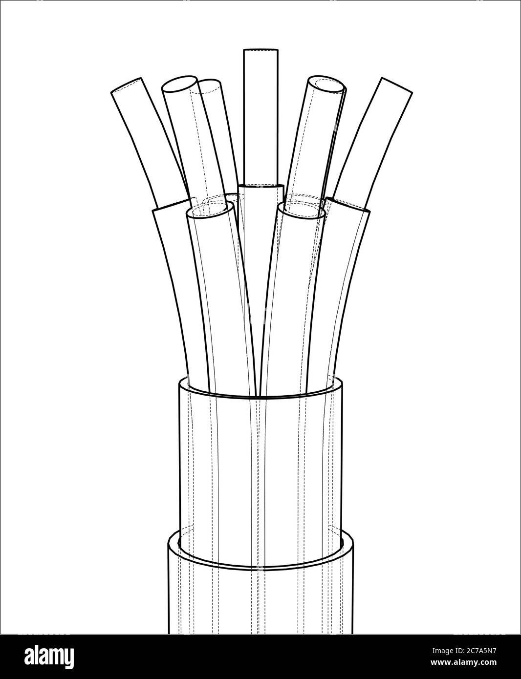 Seven-wire cable. Wire frame. 3D illustration Stock Photo - Alamy