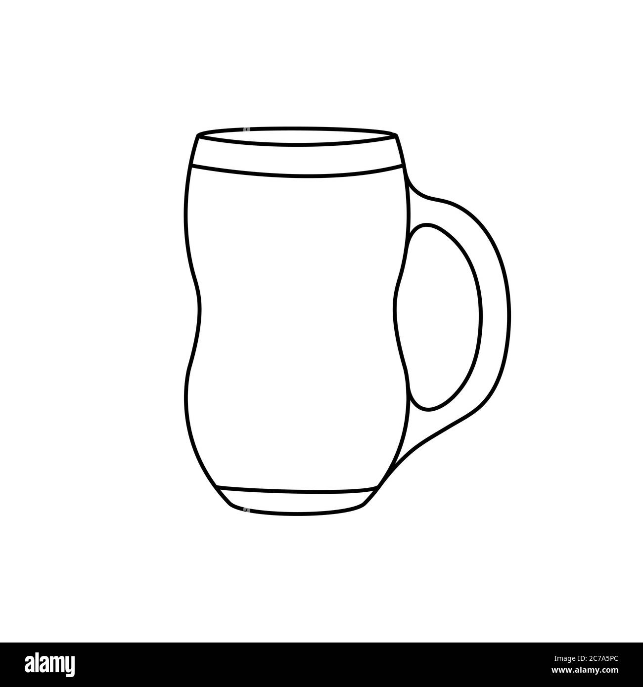beer mug. Empty outline, simple style, isolated on a white background ...