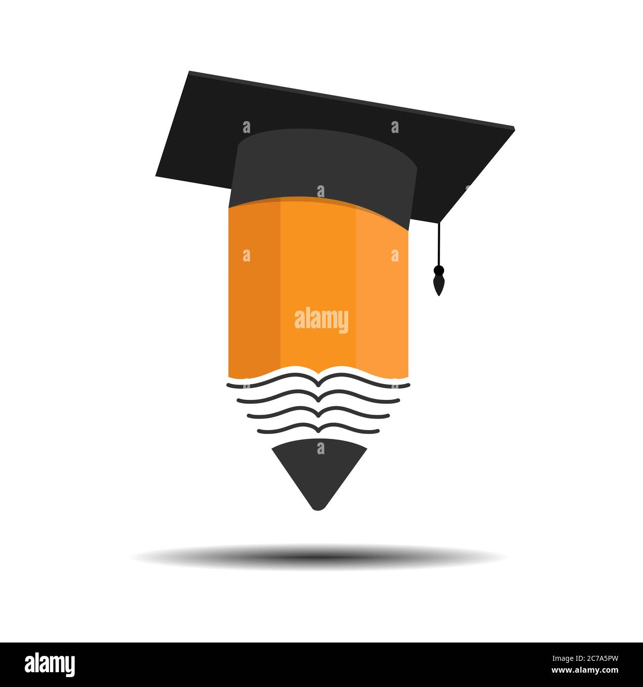 pencil and the cap of a graduate. Color vector illustration for logo ...