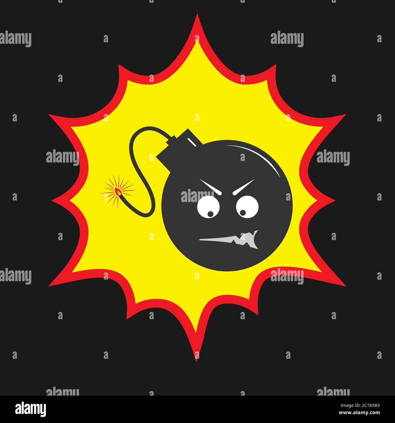 Bomb explosion. Color vector illustration of exploding fireworks Stock ...