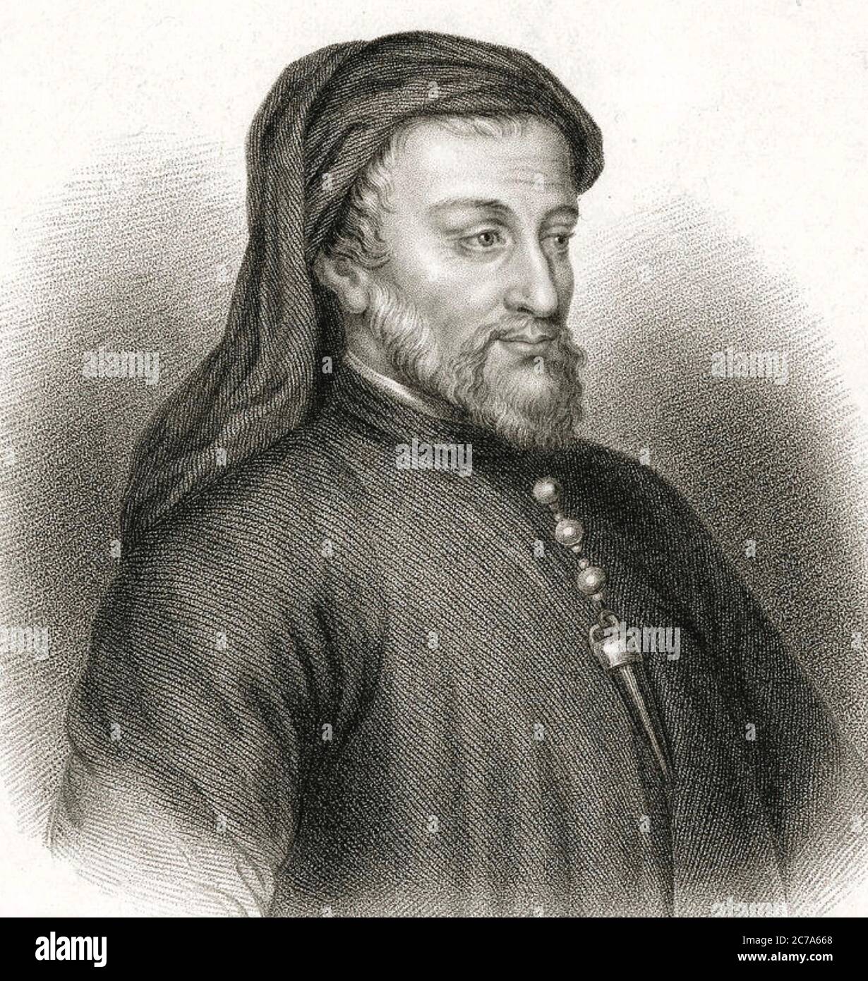 GEOFFREY CHAUCER (c 1340-1400) English poet and author in a 19th ...