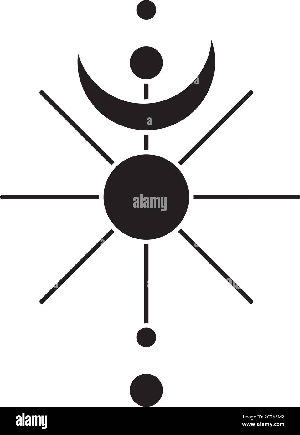 astrology concept, sun and moon icon over white background, silhouette ...