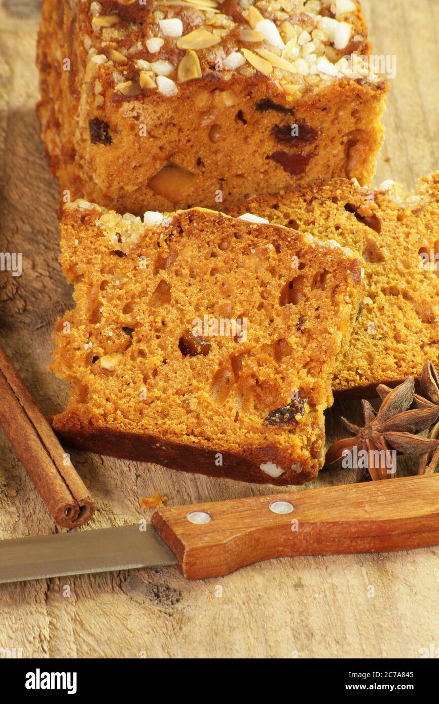 gingerbread with candied fruit on a wooden background Stock Photo - Alamy