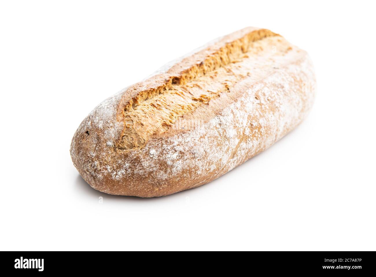 Crusty homemade bread isolated on white background Stock Photo - Alamy