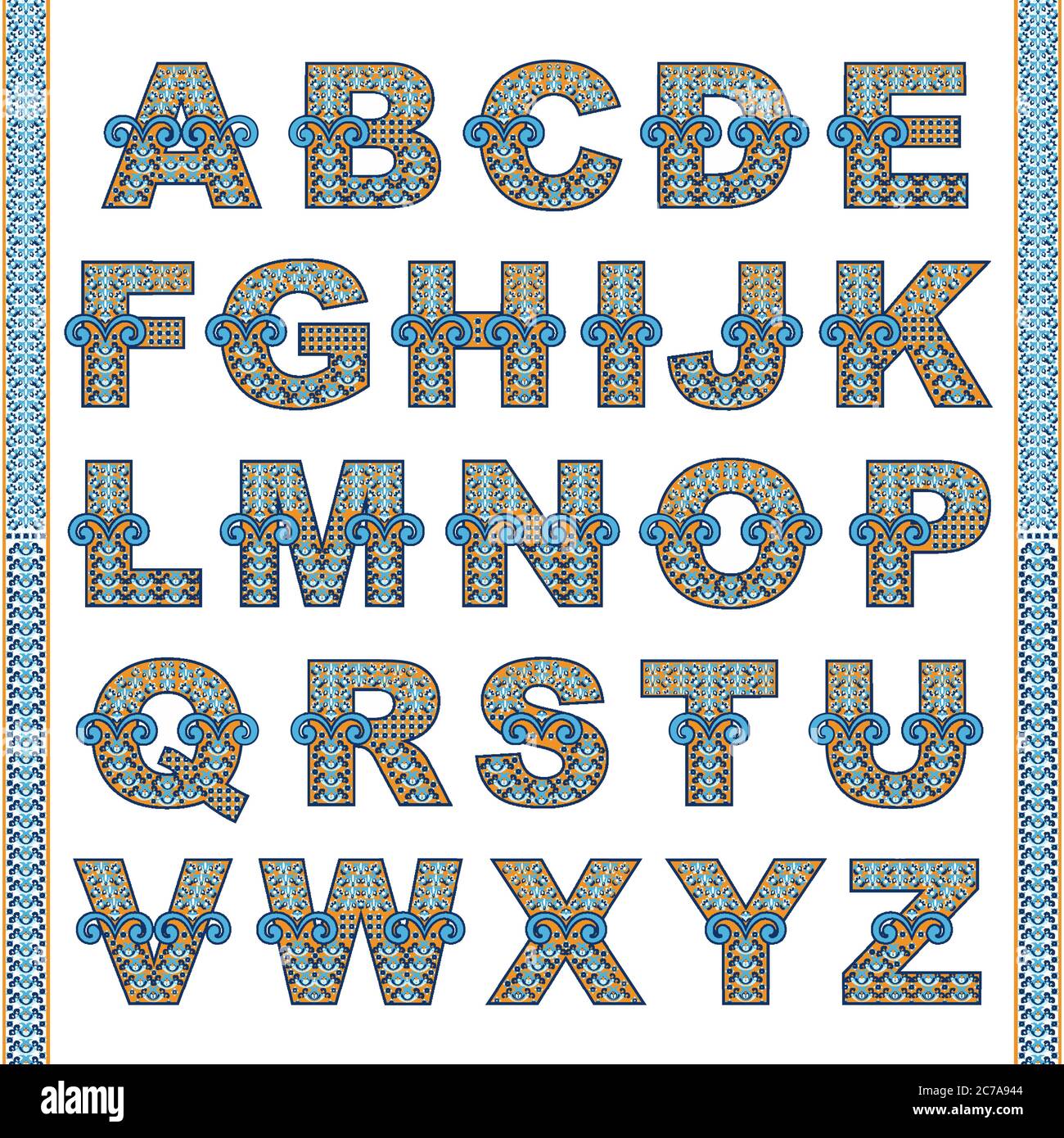 Vector abstract alphabet with comic kids pattern Stock Vector Image ...