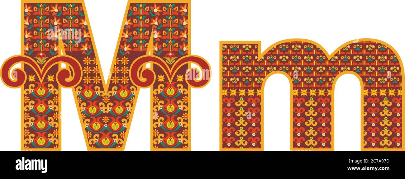 Vector abstract letter M with ornamental pattern Stock Vector Image ...
