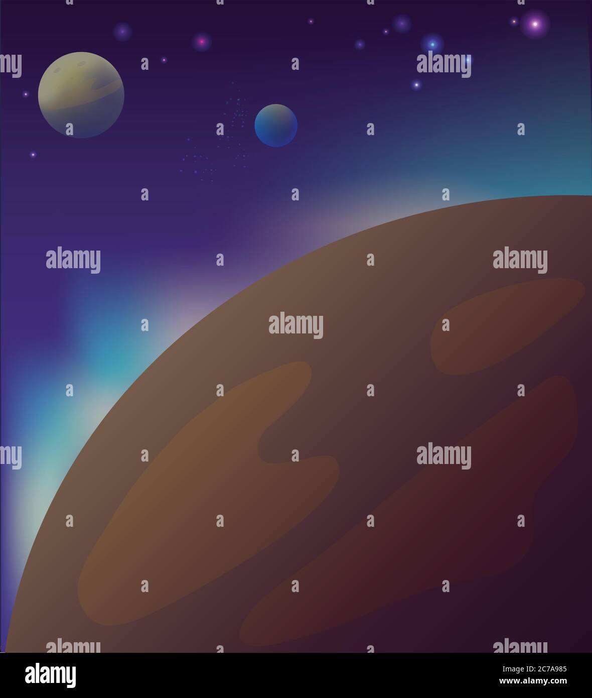 Cosmos background with planets and stars. Vector illustration Stock ...