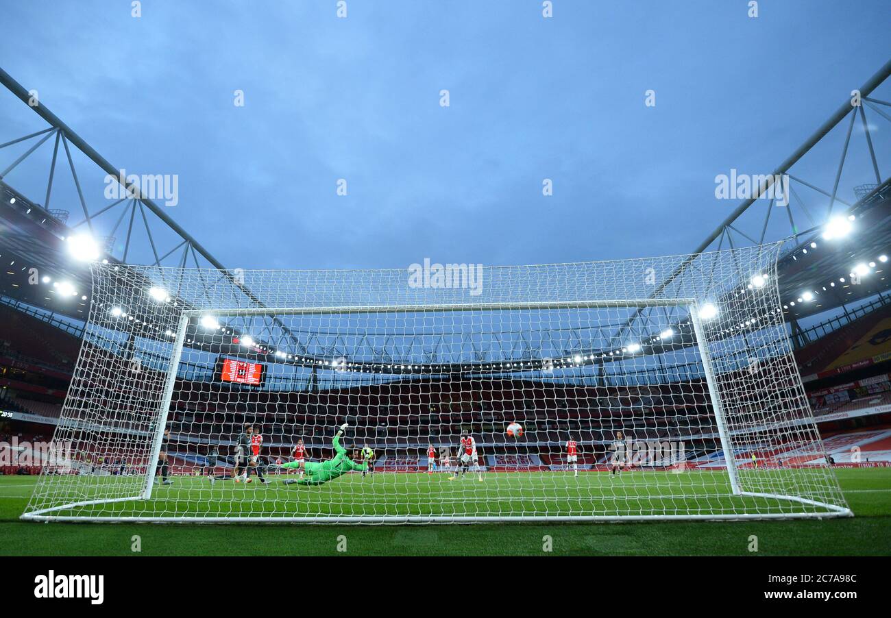 Arsenal's Reiss Nelson scores his side's second goal of the game during ...