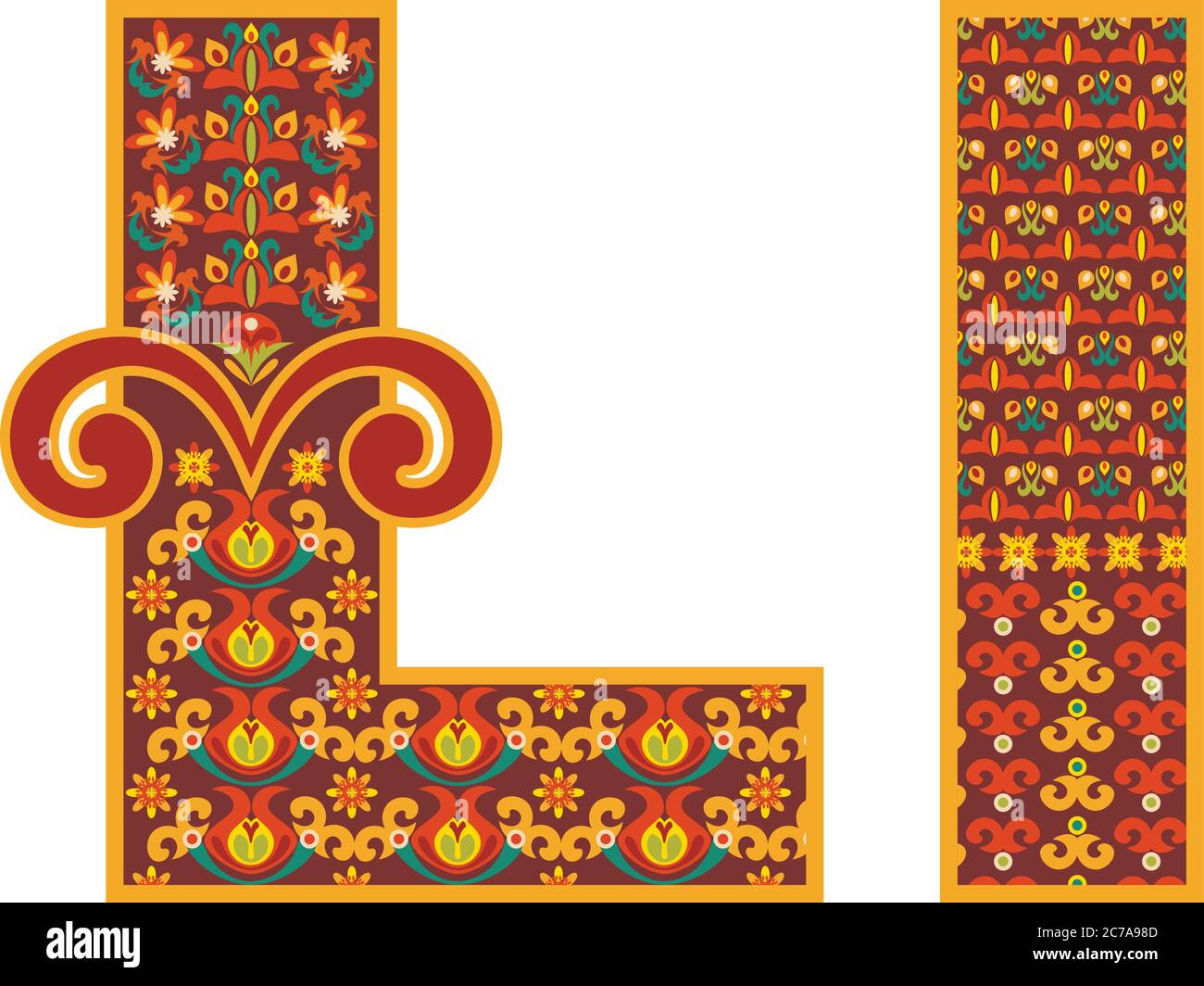 Vector abstract letter L with ornamental pattern Stock Vector Image ...
