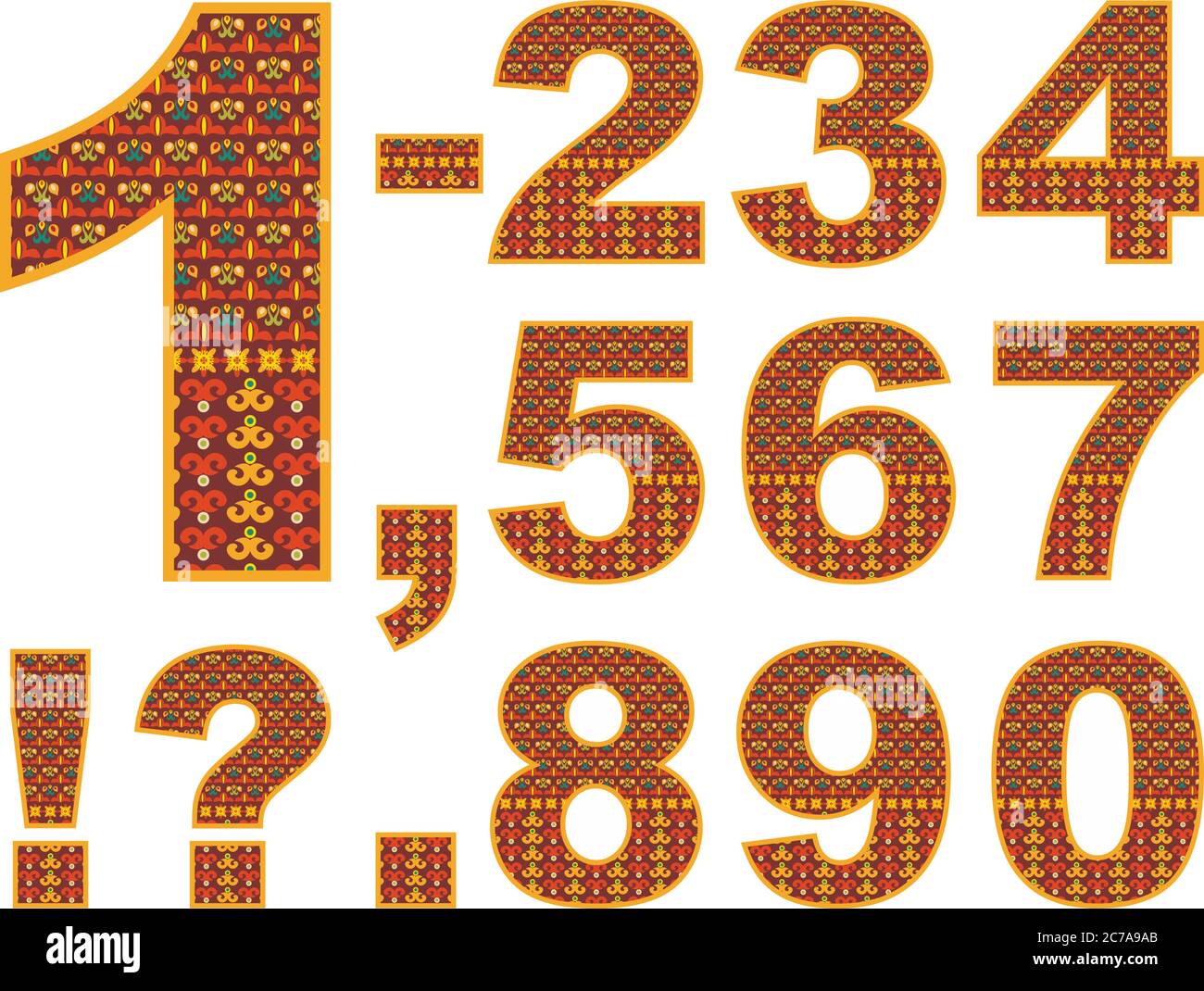 Vector abstract digits set with ornamental pattern Stock Vector Image ...