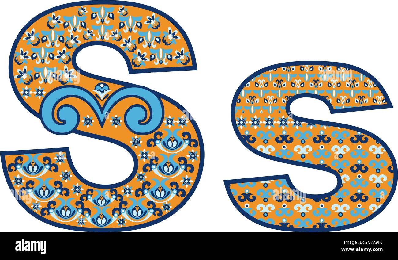 Vector abstract letter S with ornamental pattern. Cartoon signs Stock ...