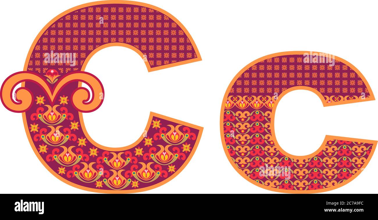 Vector abstract letter C with ornamental pattern Stock Vector Image ...