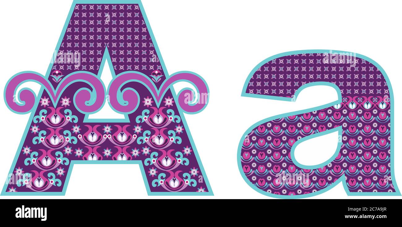 Vector abstract letter A with ornamental pattern. Cartoon signs Stock ...