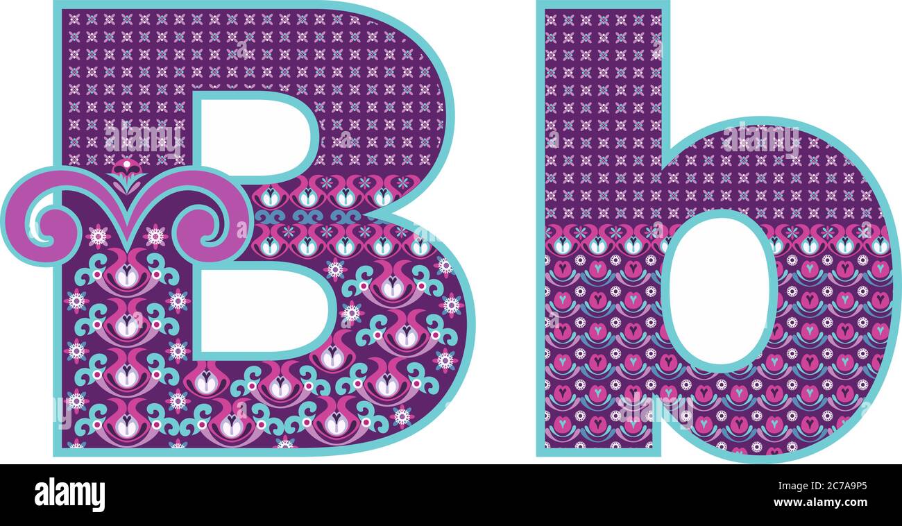 Vector abstract letter B with ornamental pattern. Cartoon signs Stock ...